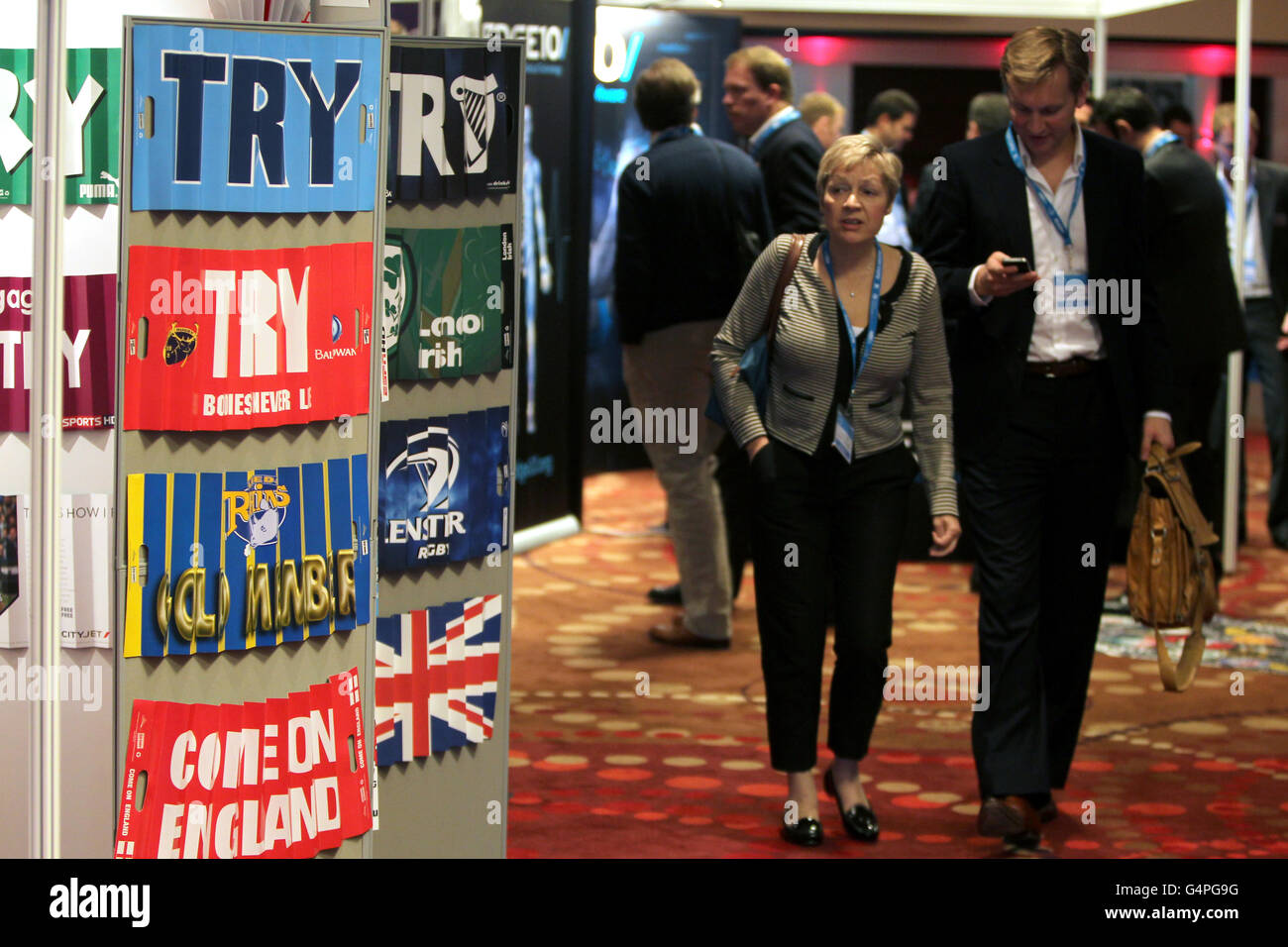 Rugby Expo 2011 - Day One - Twickenham. A try sign stall on display on ...