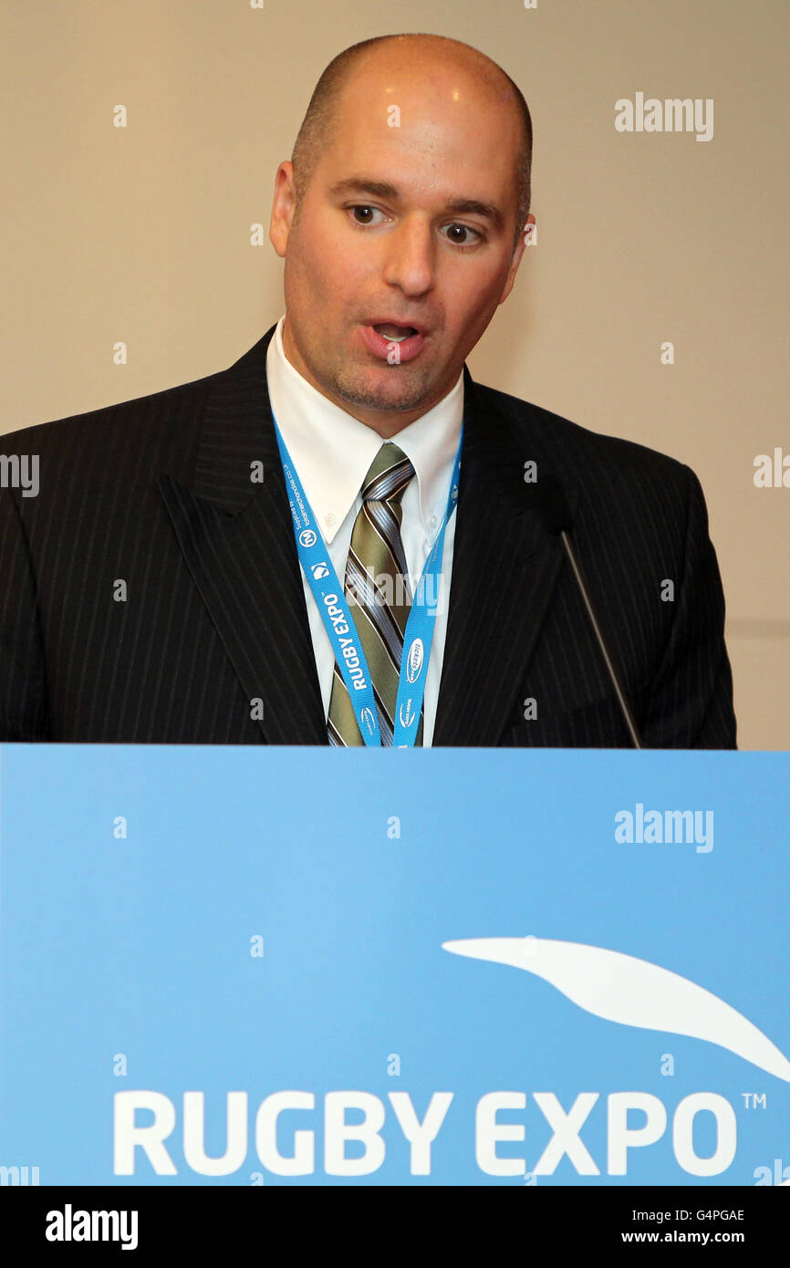 Rugby Expo 2011 - Day One - Twickenham. Delegates enjoy a talk from ...
