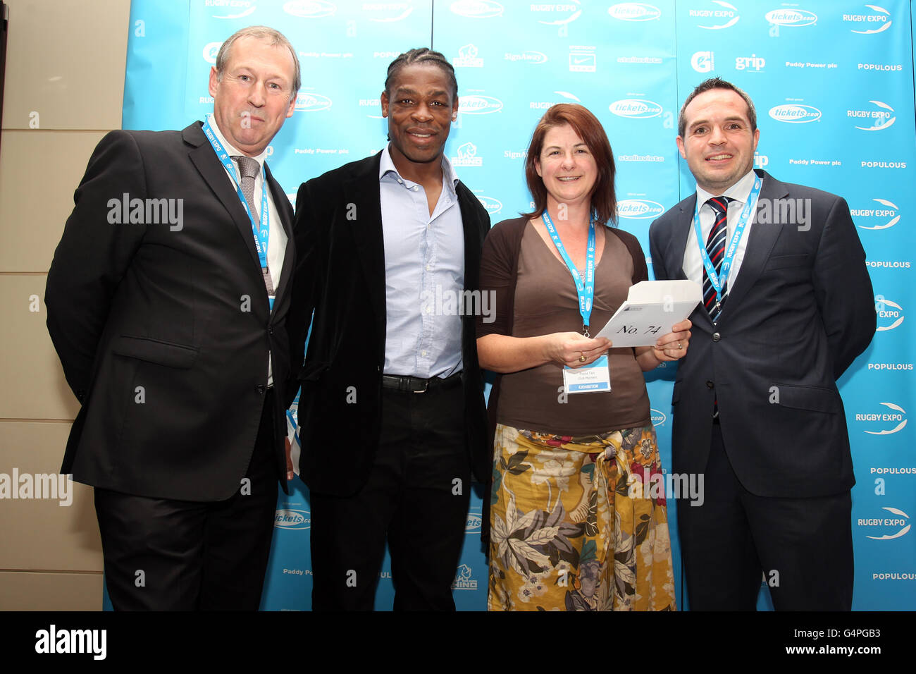 Ex France international Serge Betsen (centre) and David Lyons of Paddy ...