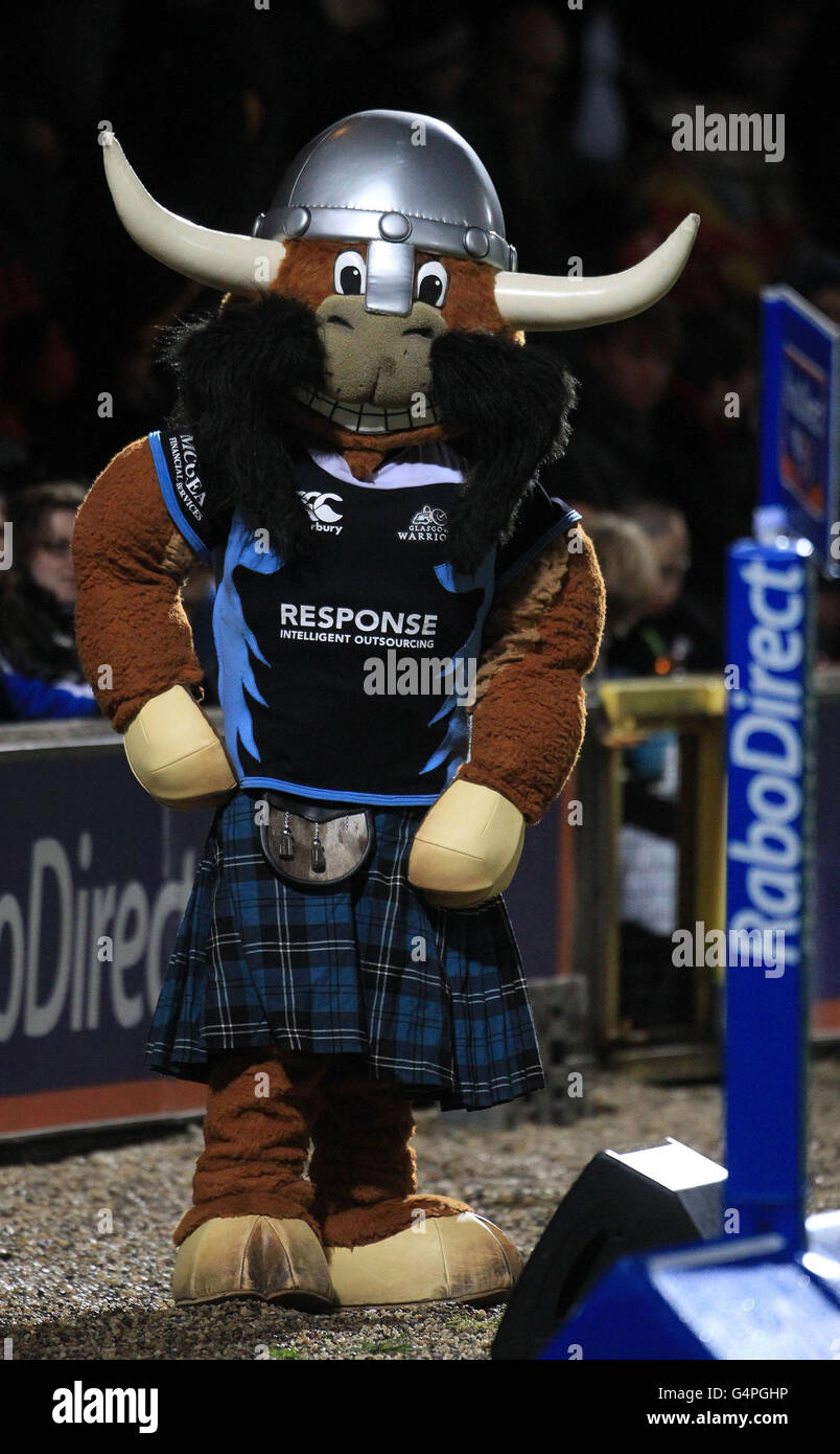Glasgow warriors mascot sports movember moustache rabodirect pro match ...