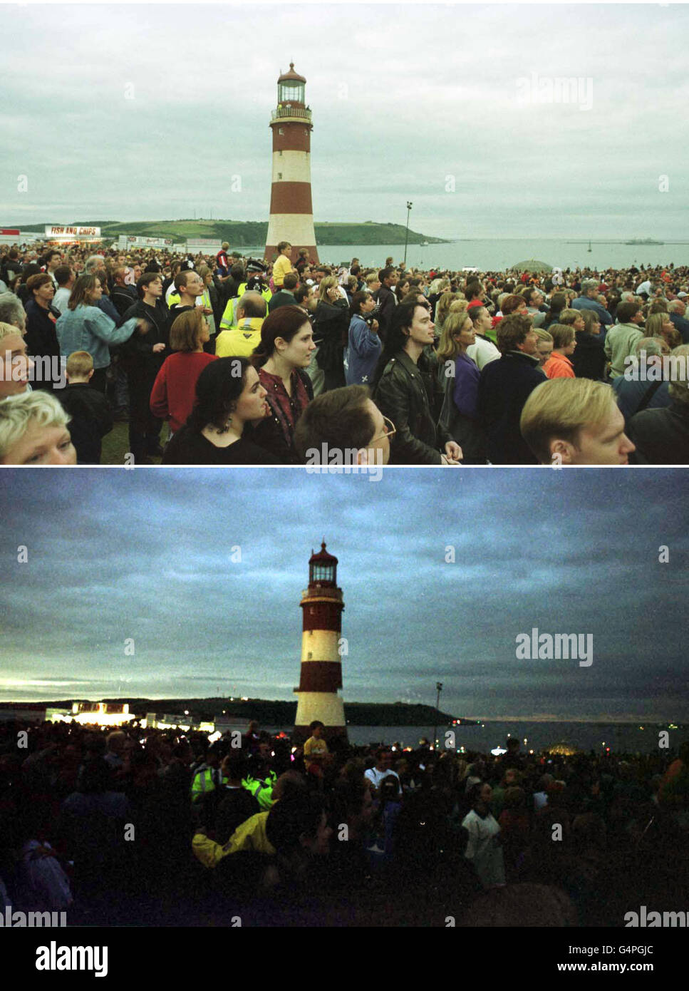 Before and during the total eclipse over Plymouth Sound, where ...