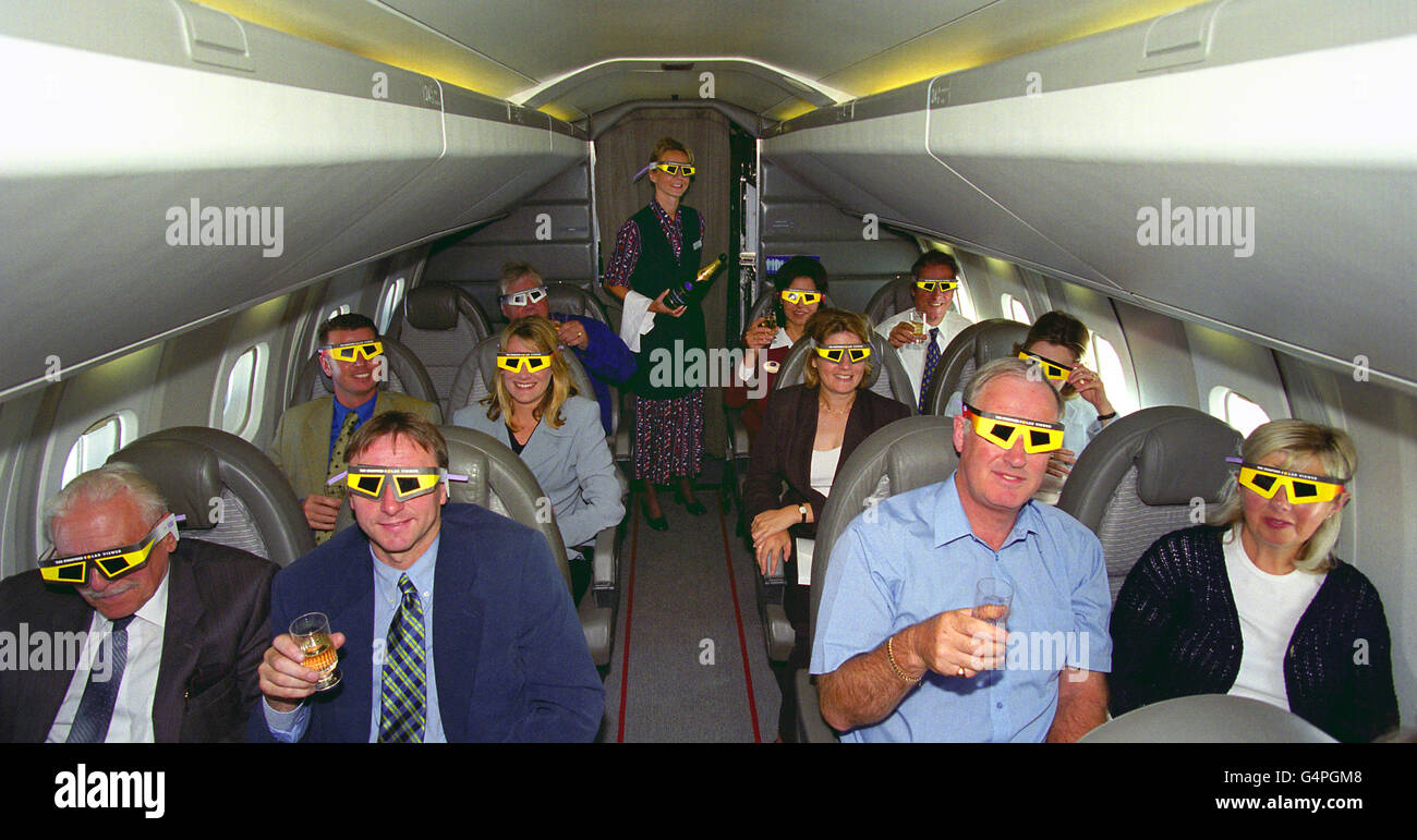 High fliers view the eclipse during a flight in Concorde at 55,000 feet ...