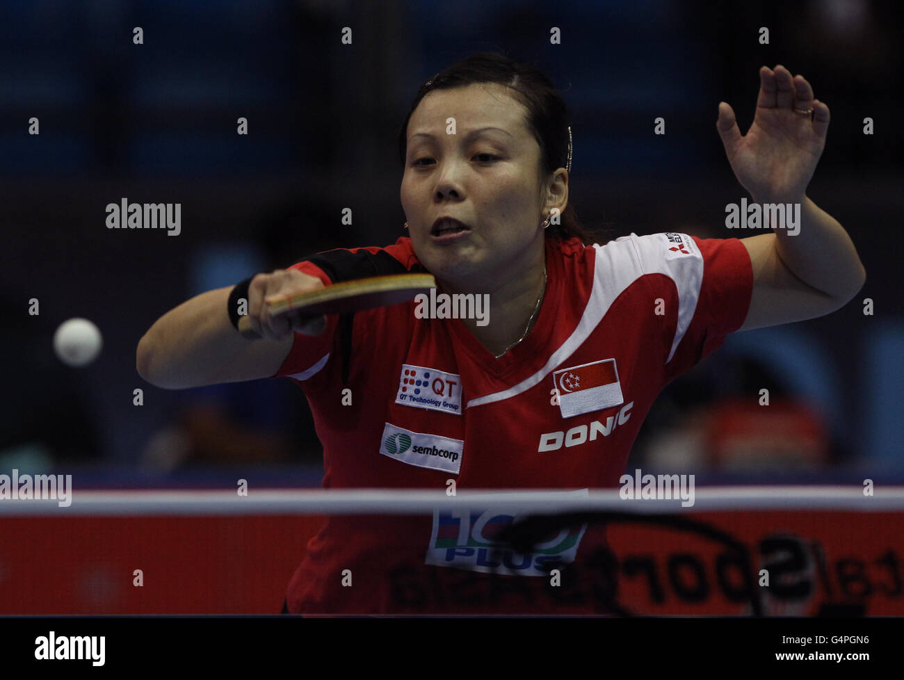 Singapore's Wang Yuegu during her win over China's Yan Guo during the ...
