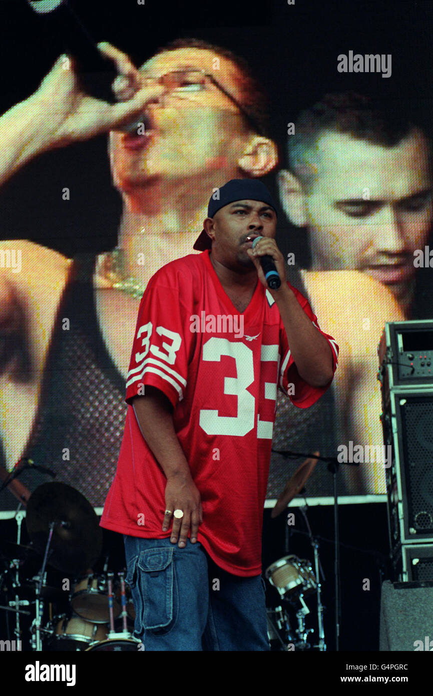 A singer with the band rap Freestylers performing at the Lynx Voodoo ...