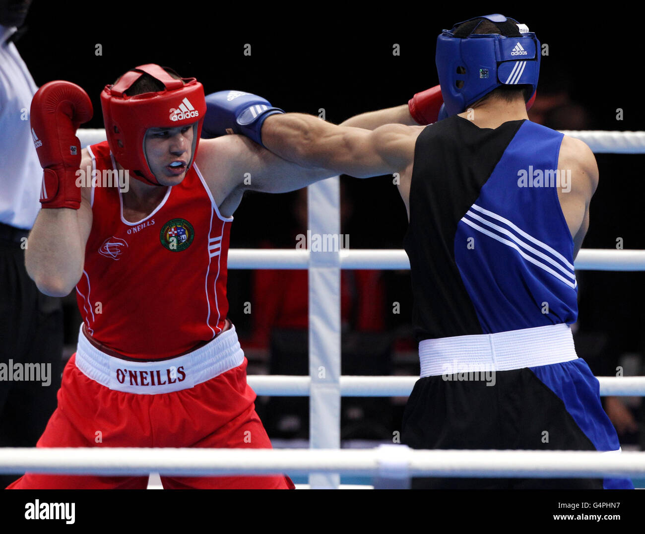 Ireland's Con Sheahan (left) in action against Greece's Evgenios ...