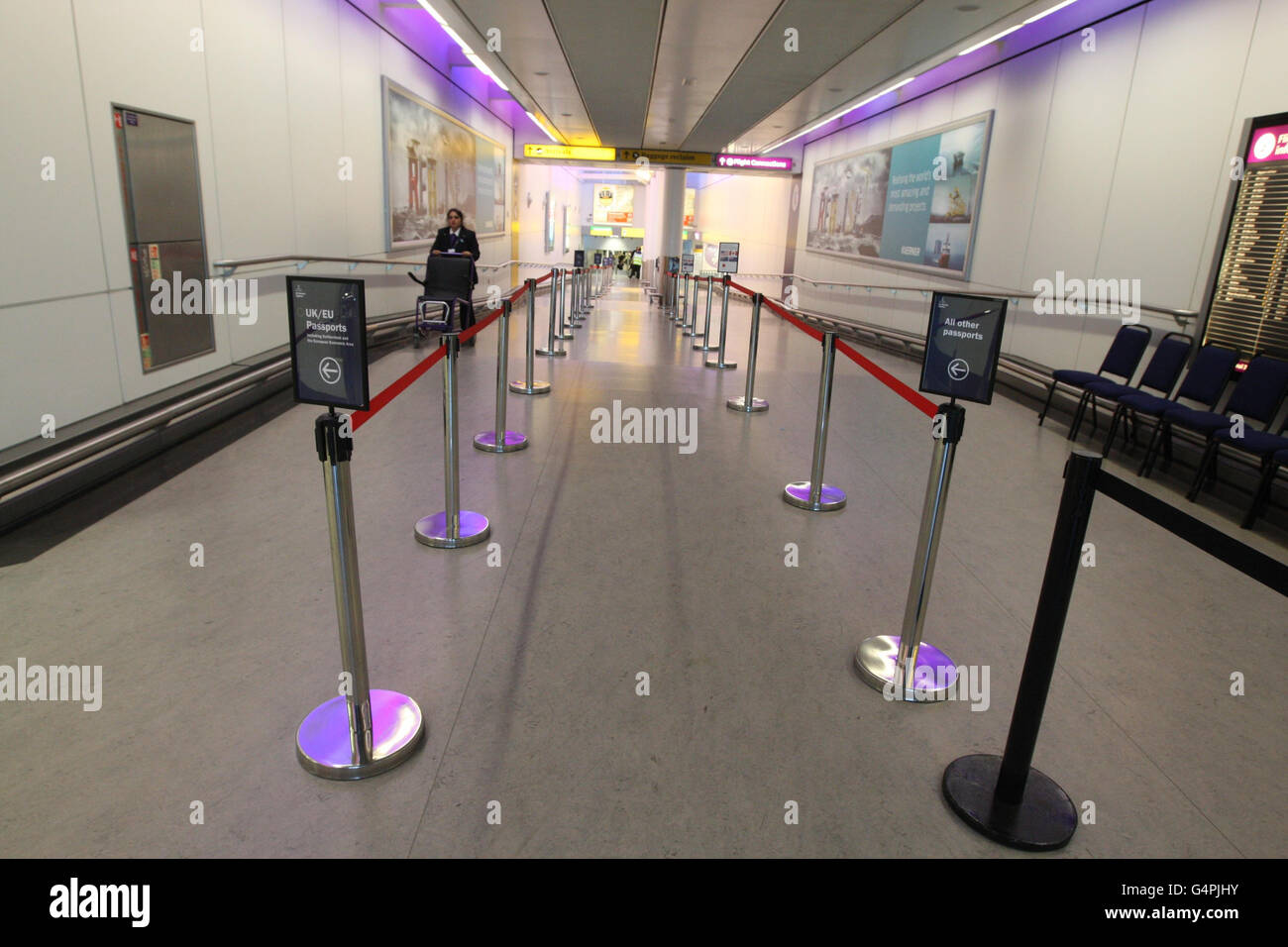The scene at Terminal 3 at Heathrow Airport, as plane arrivals and take ...
