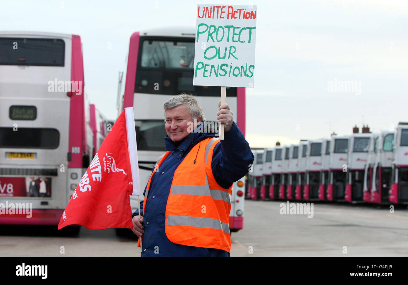 Billy Bowman, a bus driver for thirty years, protesting outside the ...
