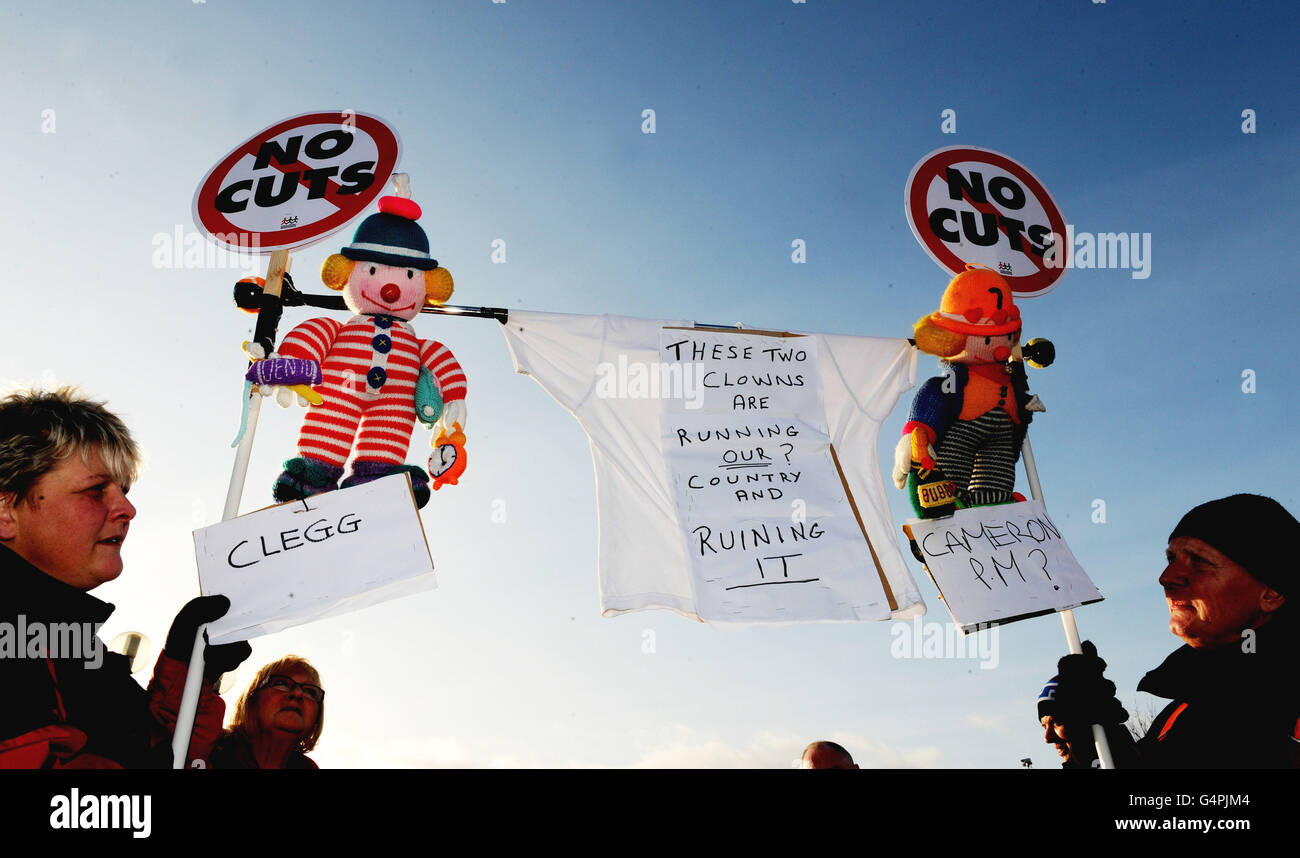 Public sector workers man a picket line at the Civic Centre in ...