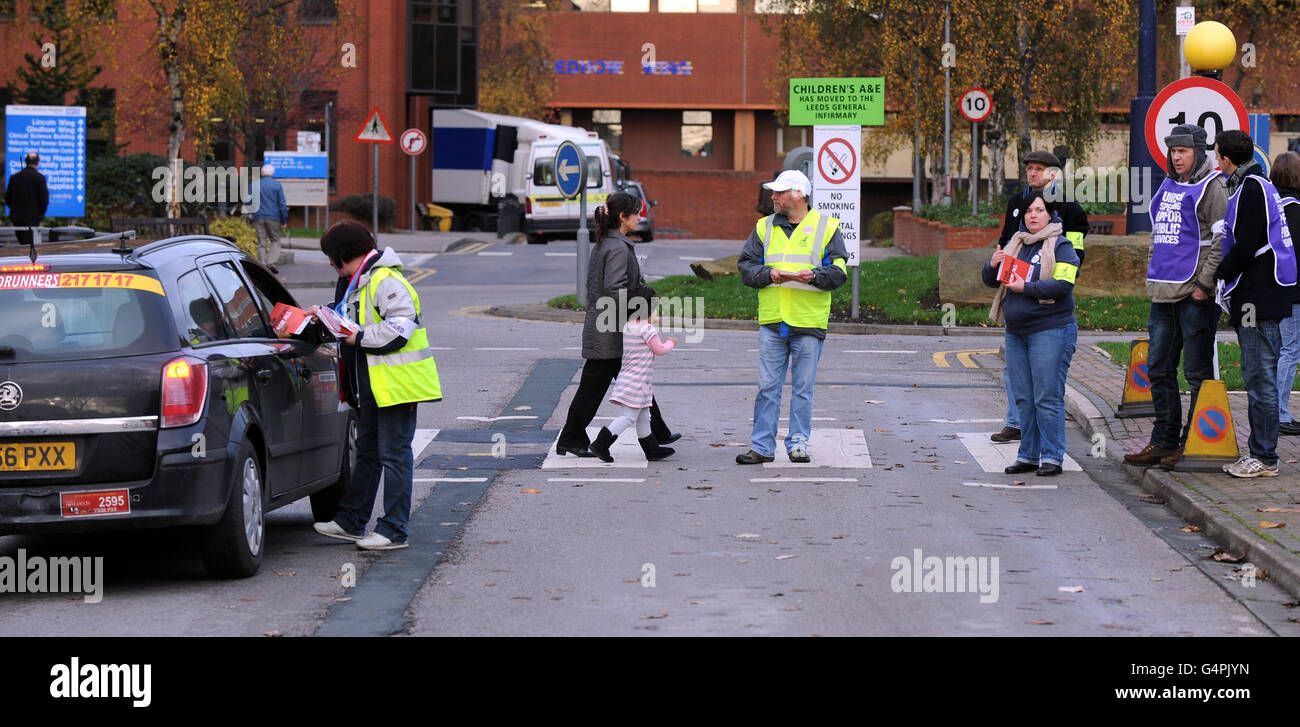 Public sector workers man a picket line outside St James Hospital in ...