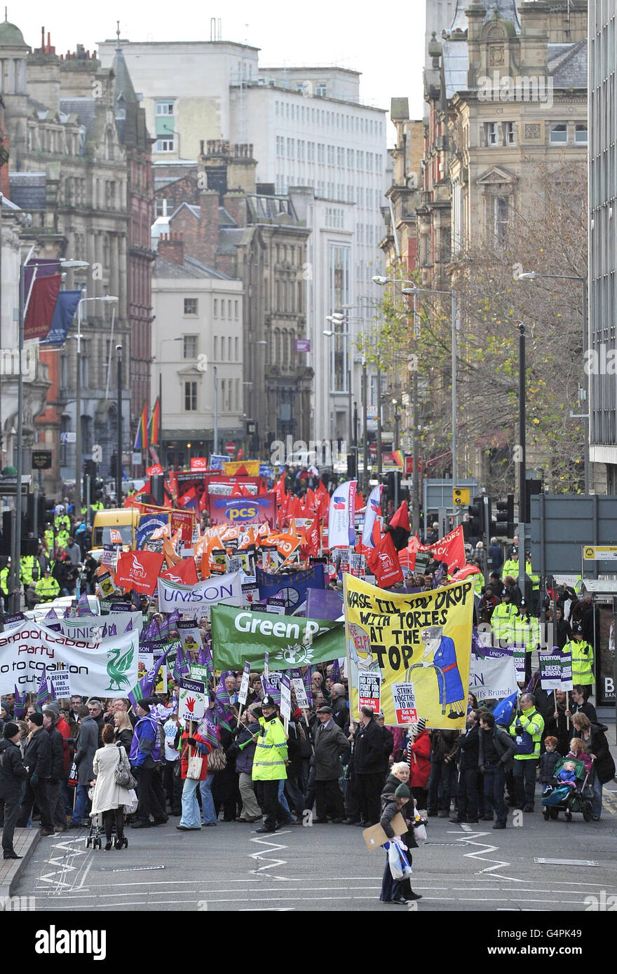 Union Members in Liverpool during march through the centre of the city ...