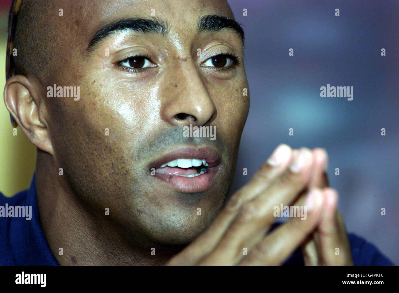 British Athlete Colin Jackson who took the gold medal in the men's 110m ...