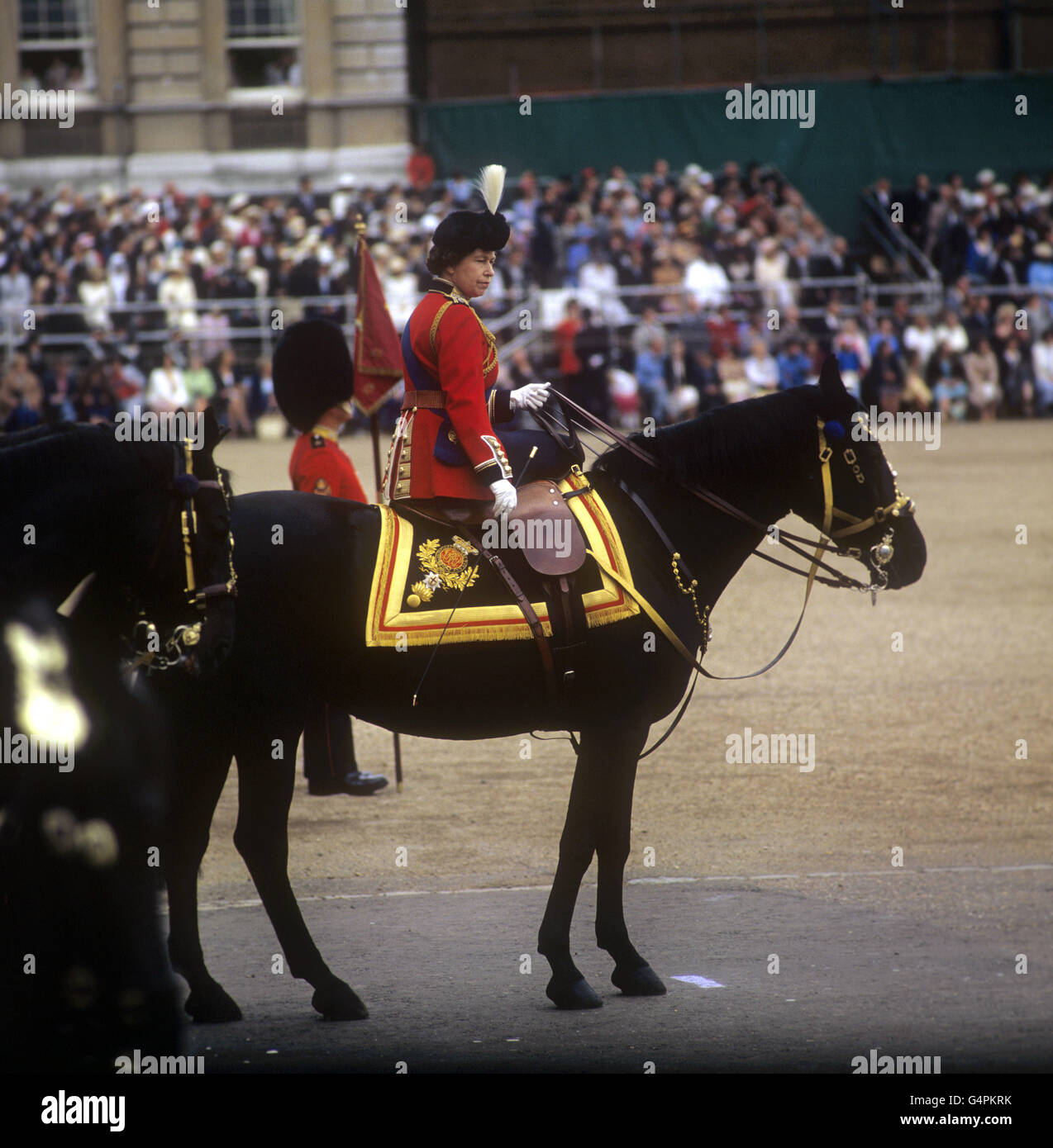 Queen Elizabeth II on Burmese during the Trooping the Colour ceremony ...