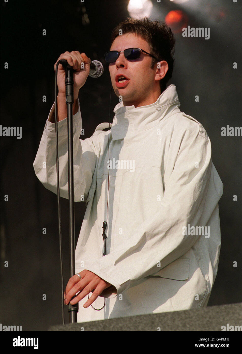 Ian McCulloch, singer with the band Echo and the Bunnymen, performing ...