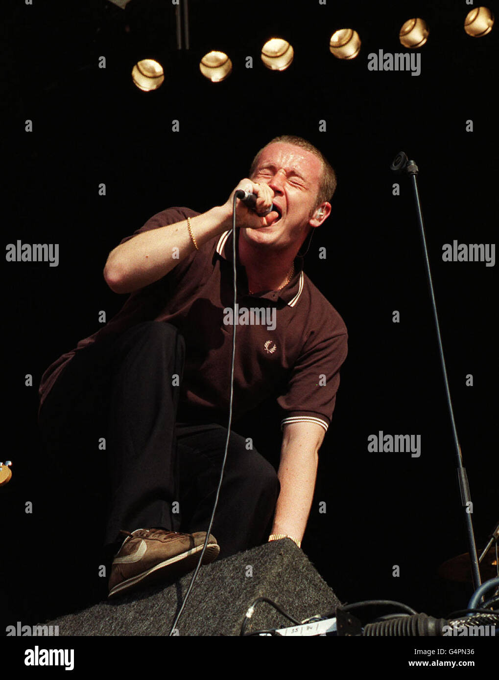 Martin Rossiter, singer with the pop band Gene, performing on stage at ...