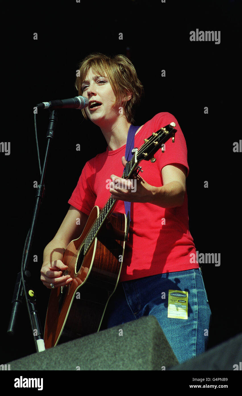 Performing on stage at the 1999 reading music festival hi-res stock ...