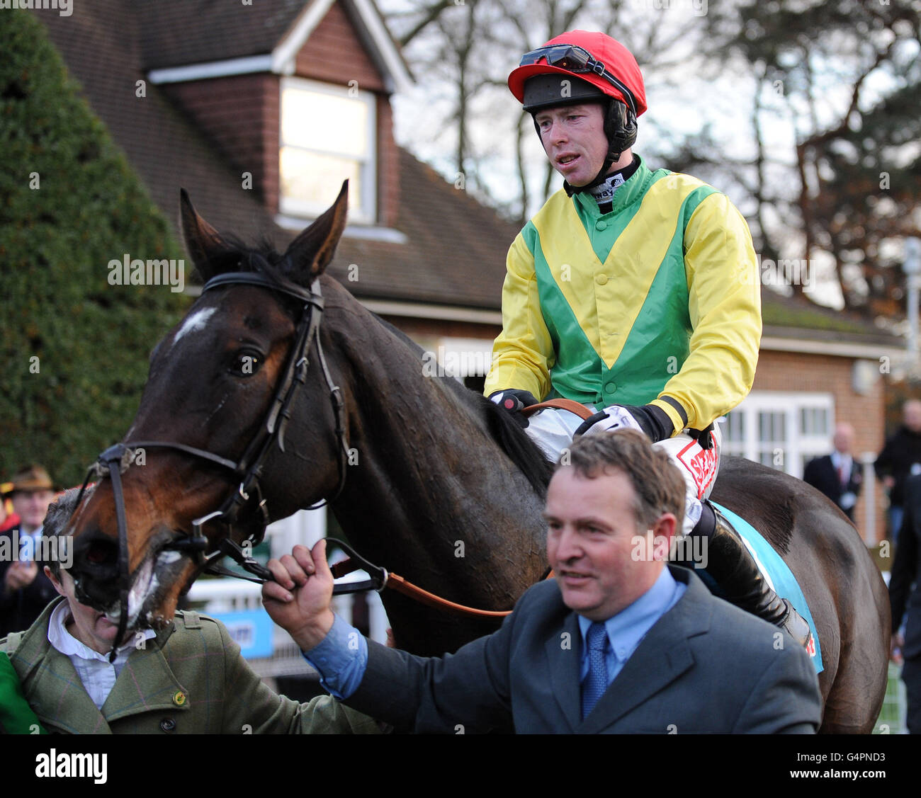 Sizing Europe with jockey A. Lynch enters the winners enclosure after ...