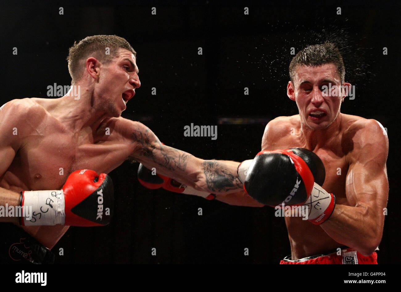 Brian Rose (left) lands a punch on Prince Aaron during the BBBofC ...