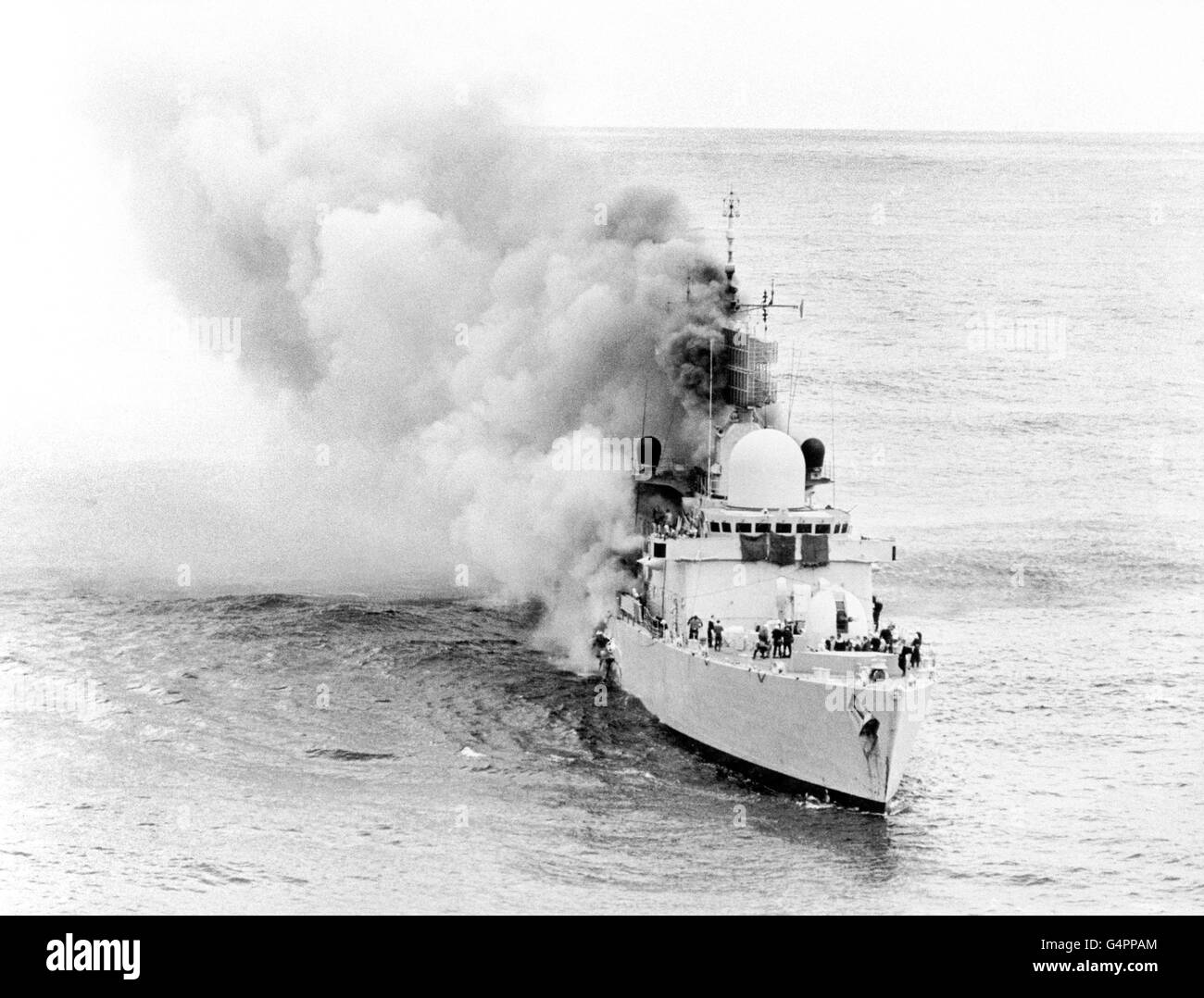 An MOD (Ministry of Defence) released picture of the stricken Destroyer ...