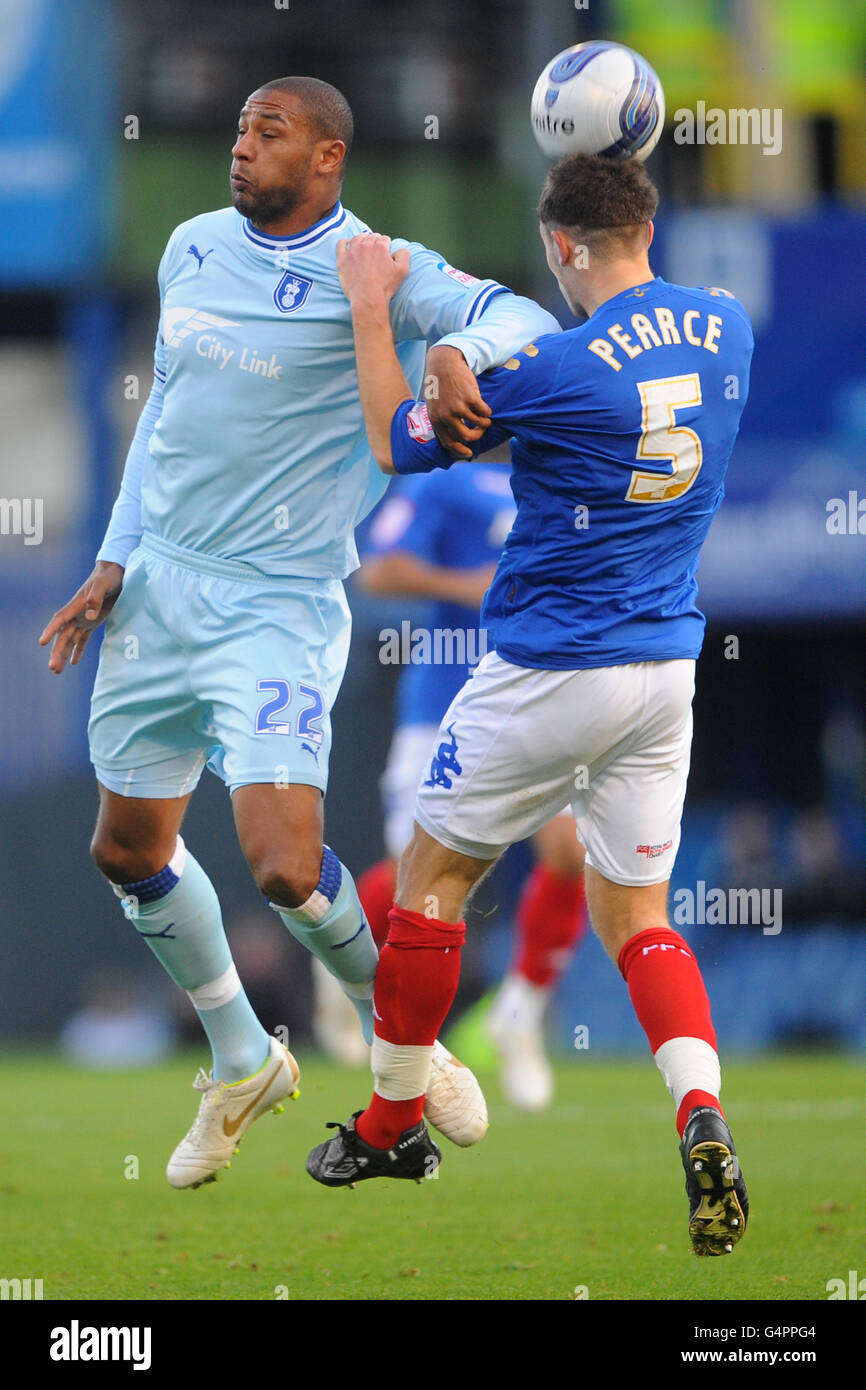 Portsmouths jason pearce and coventry citys clive platt hi-res stock ...