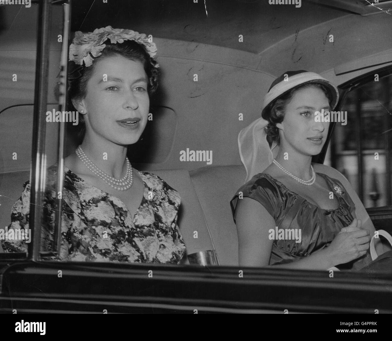 Royalty - Queen Elizabeth II and Princess Margaret - London Stock Photo ...