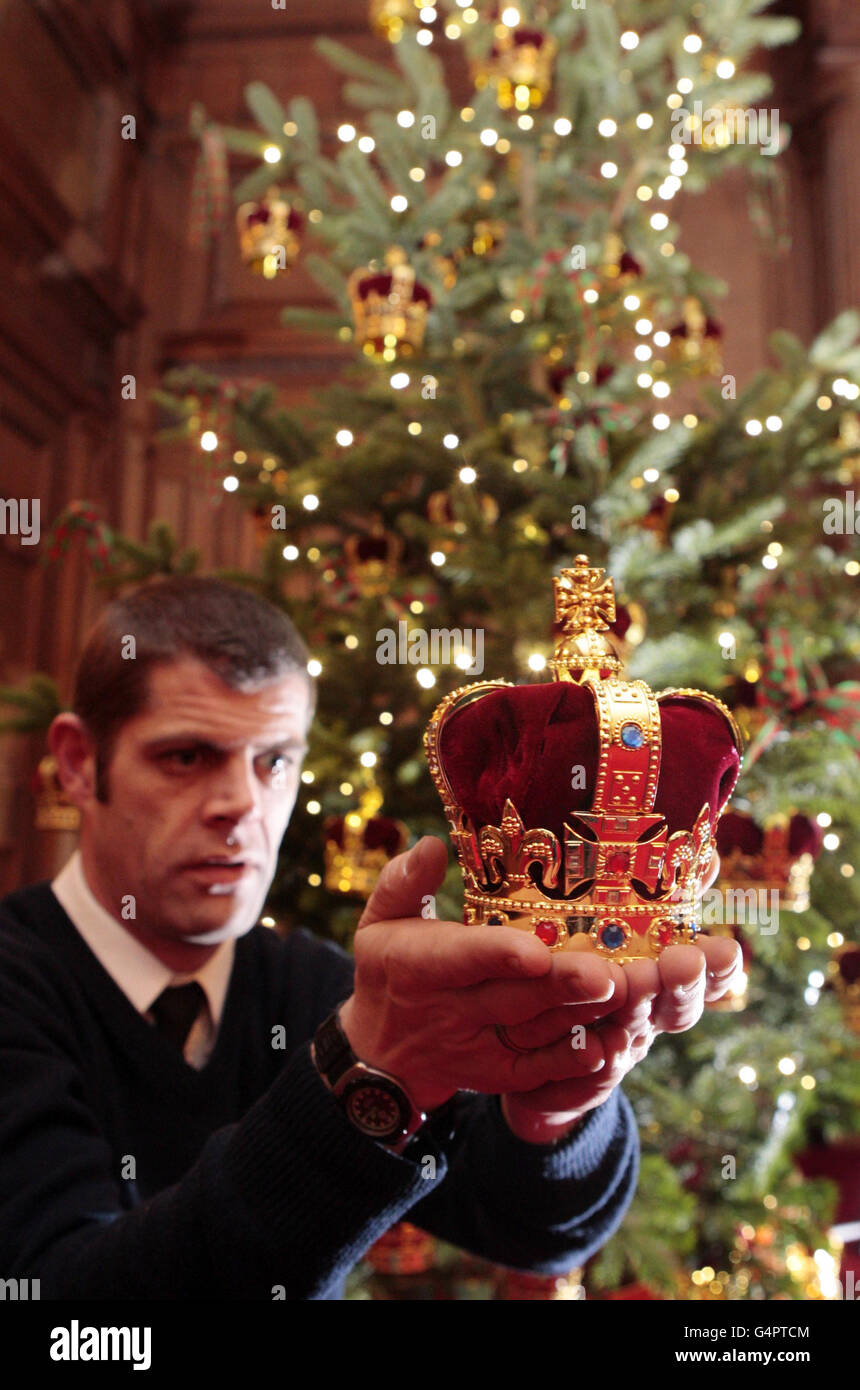 A ten foot tall Christmas tree in the Great Gallery is decorated by ...