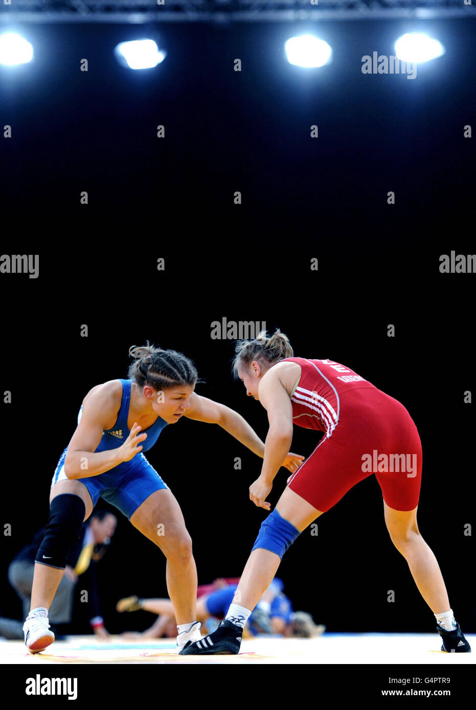 Great Britain's Olga Butkevych (left) competes against Azerbaijan's ...