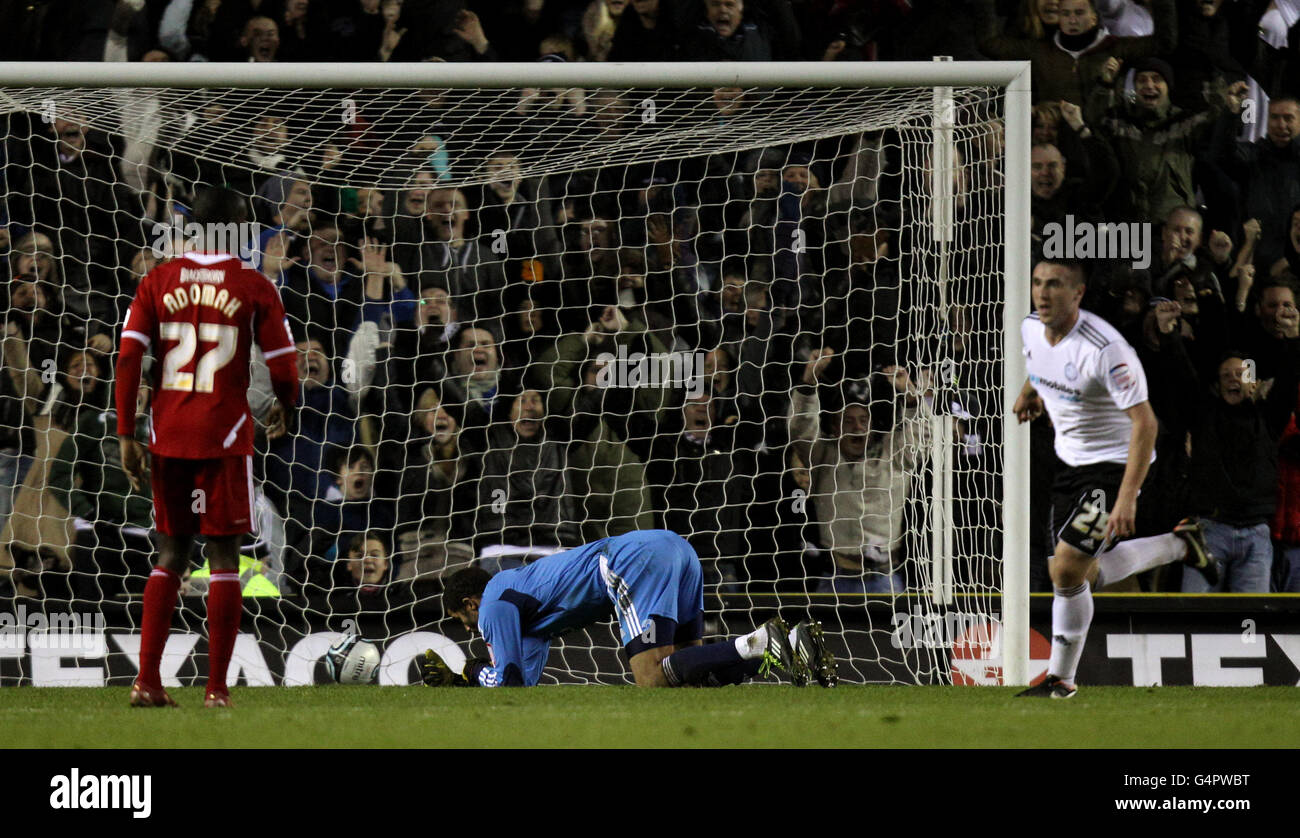 Derby County's Callum Ball celebrates scoring their second goal of the ...