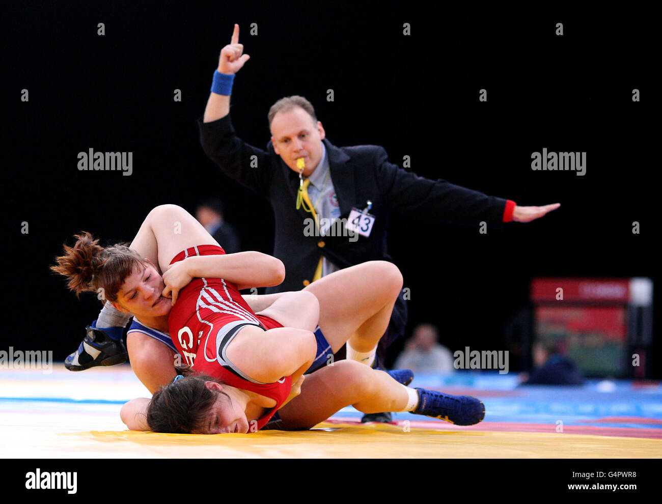 Great Britain's Chloe Spiteri (red) in action against Russia's ...