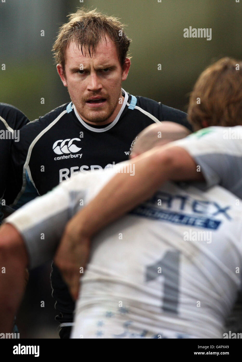 Glasgow Warriors Al Kellock during the Heineken Cup match at Firhill ...