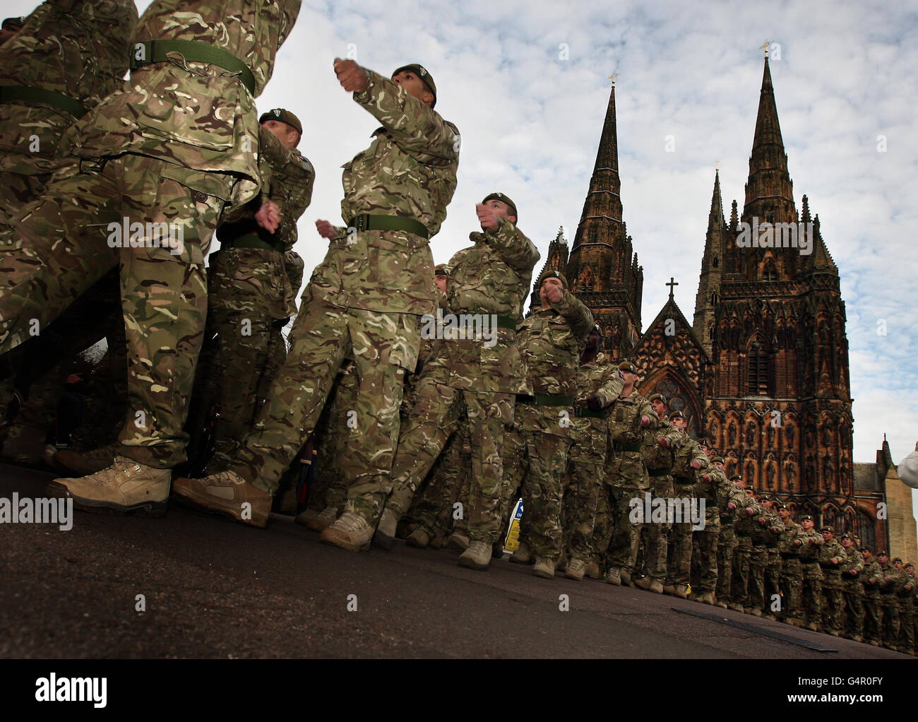 The 3rd Battalion, The Mercian Regiment (Staffords) march through ...