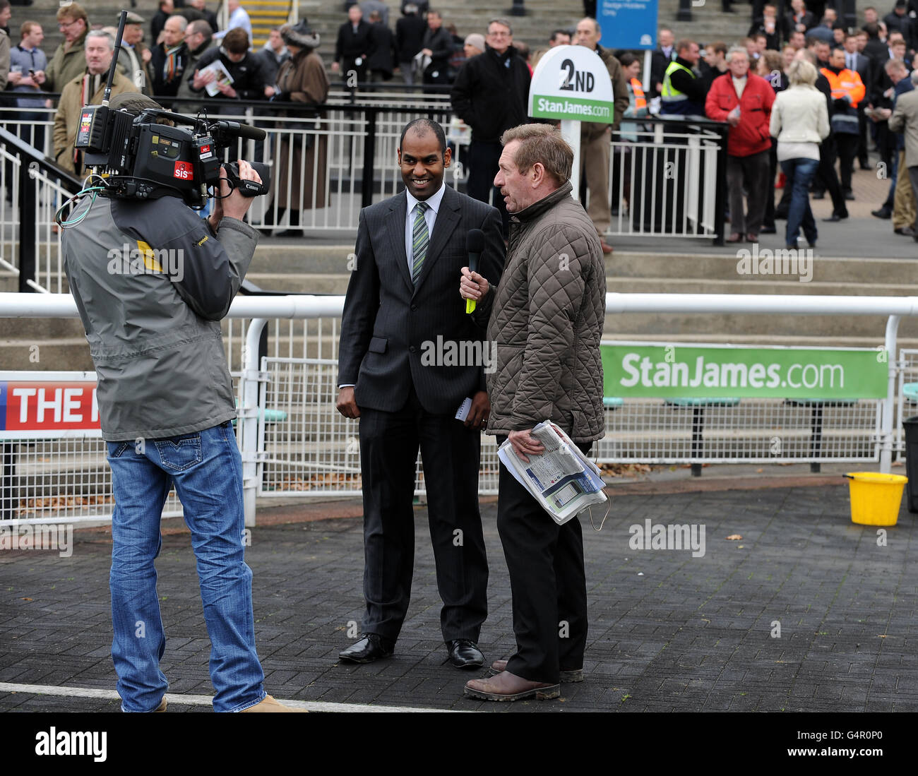 Racing presenter Derek Thompson (right), sporting a Movember mustache ...