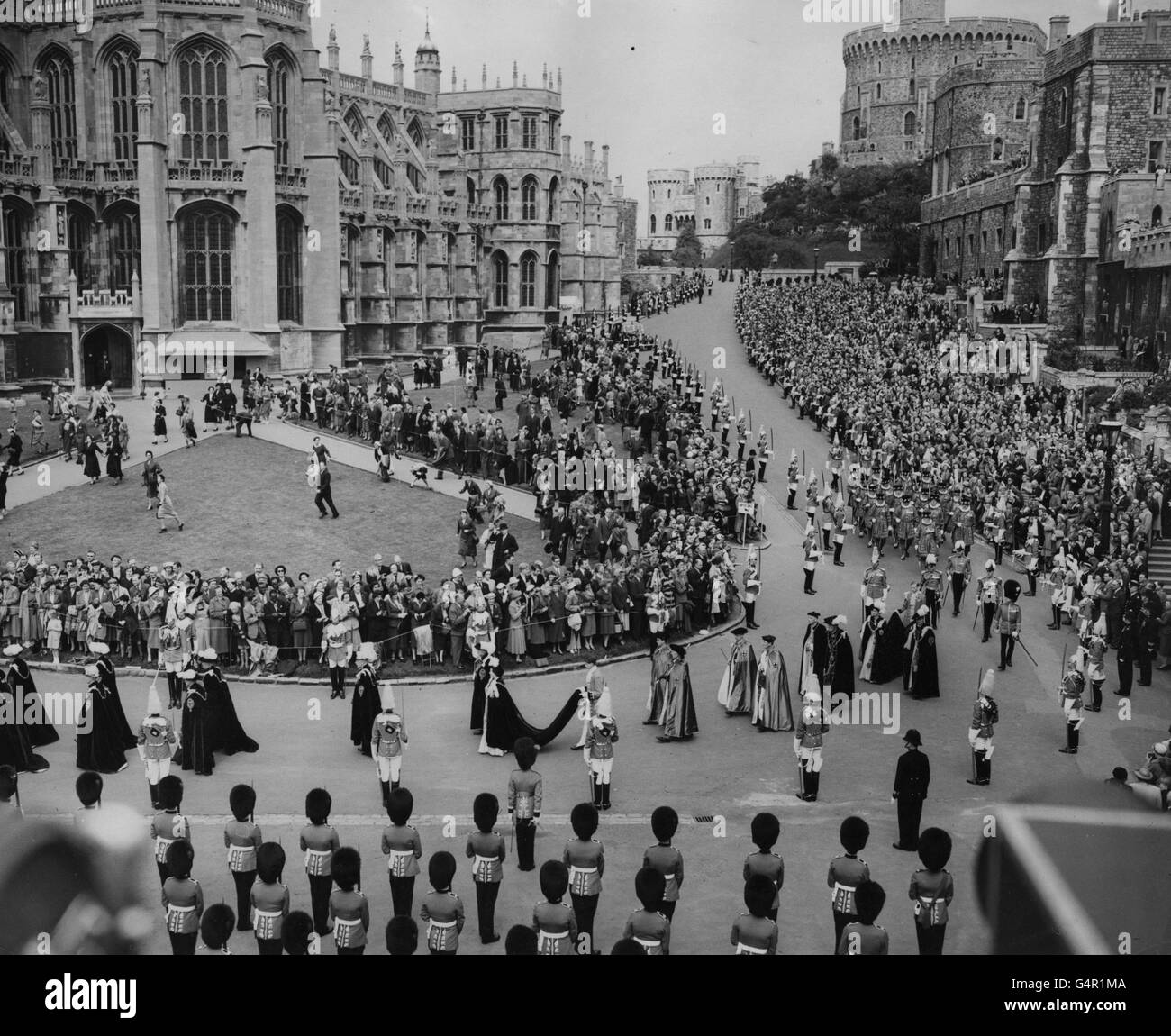 The procession to St. George's Chapel for the Garter Service. At the ...