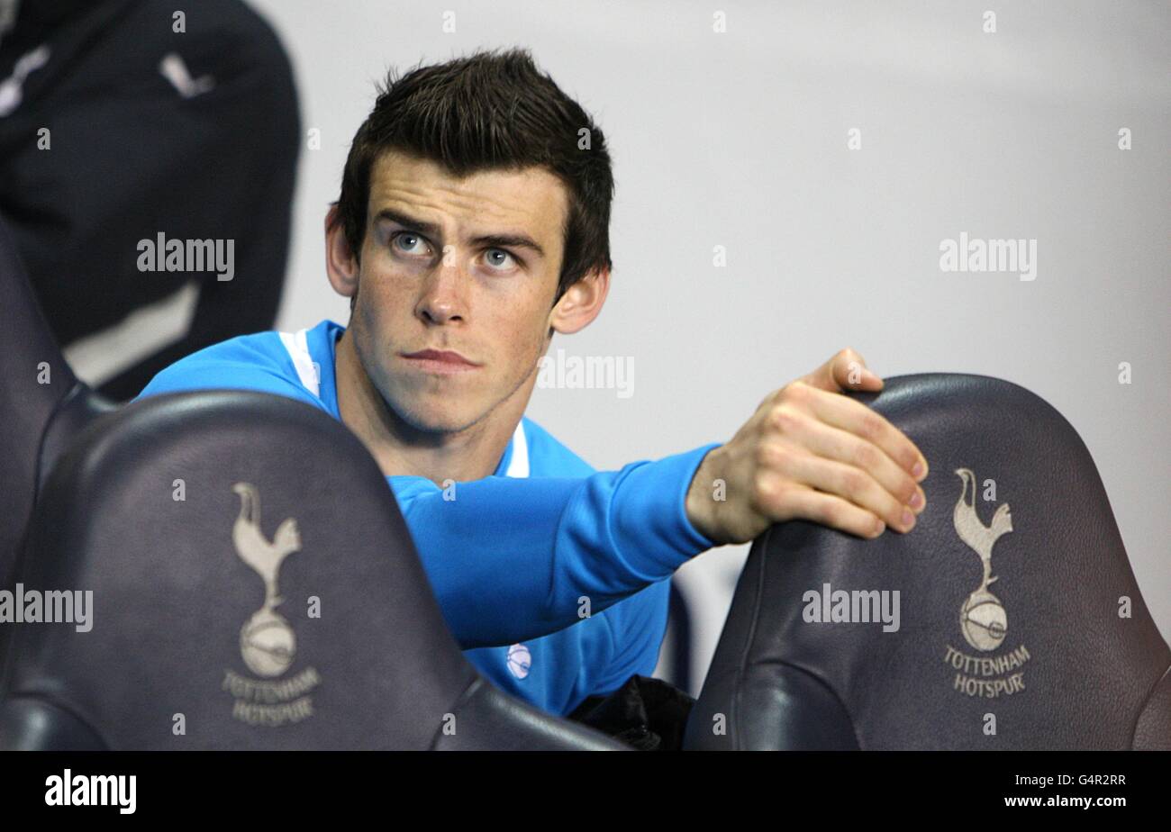 Tottenham hotspurs gareth bale on the bench hi-res stock photography ...