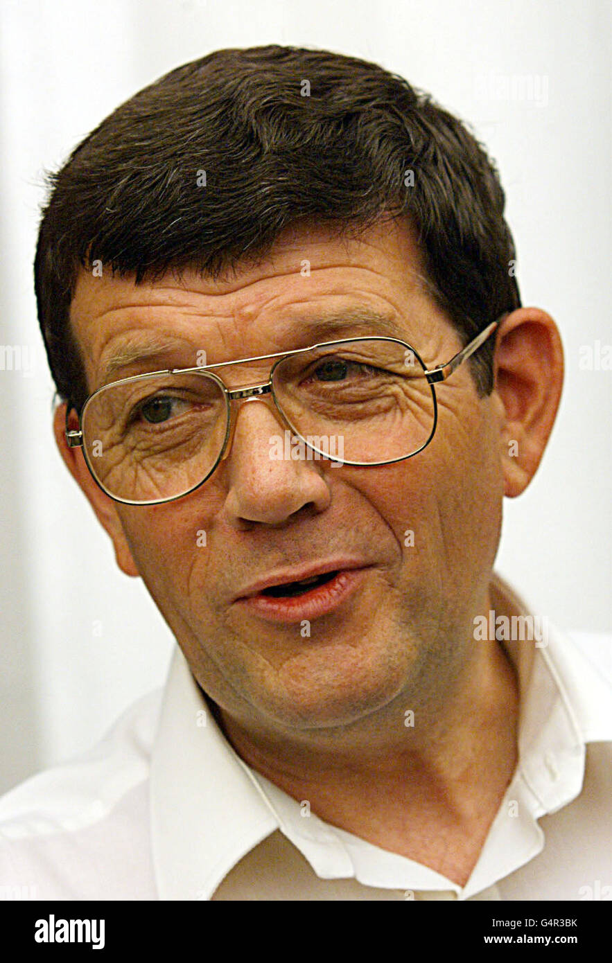 Sinn Fein Vice President Pat Doherty speaking to the press after an ...