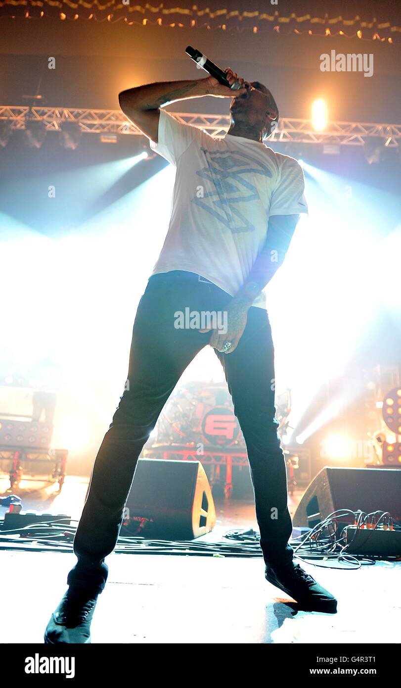 MC Rage performs on stage with Chase and Status during Xfm's Winter ...