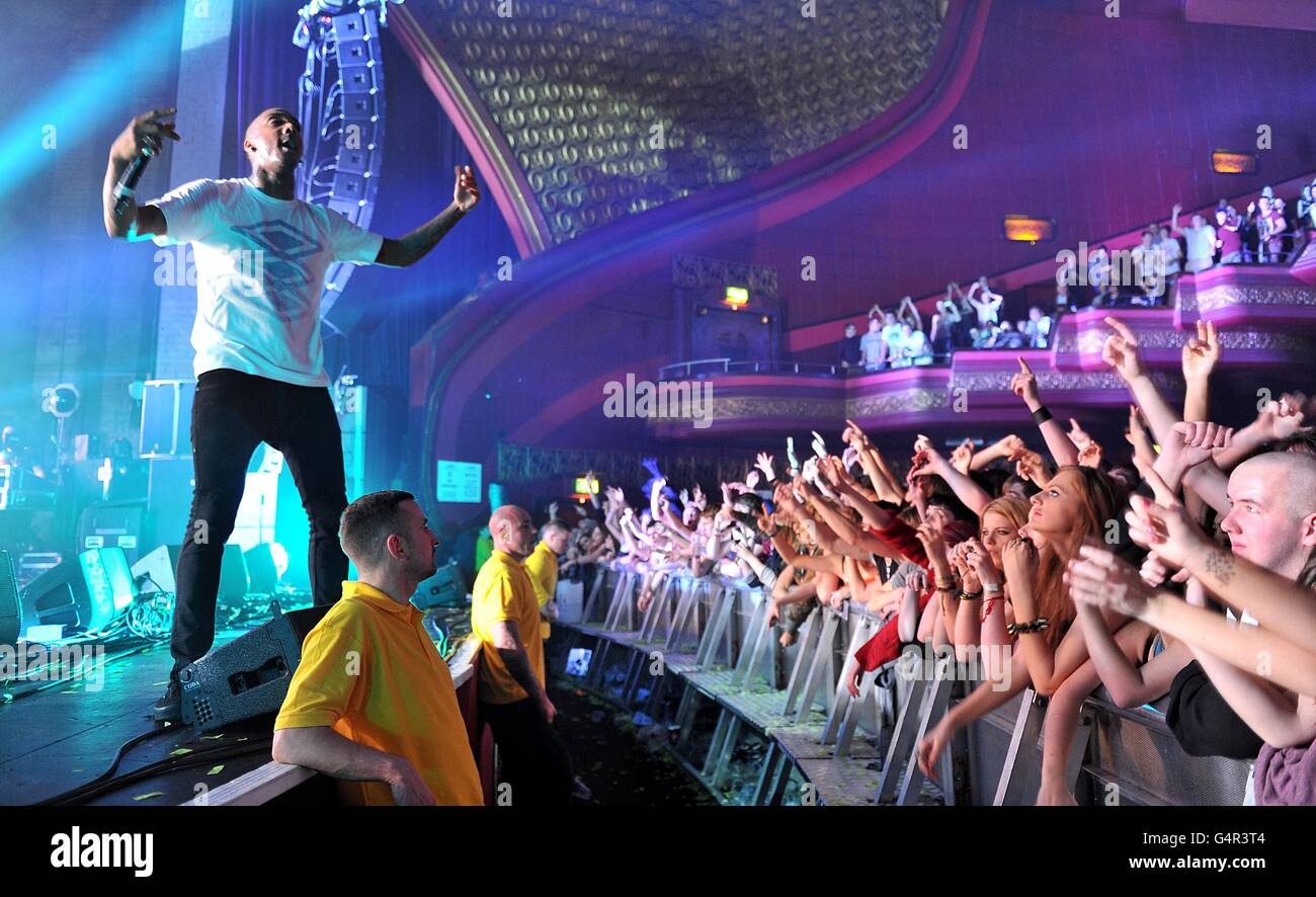 MC Rage performs on stage with Chase and Status during Xfm's Winter ...