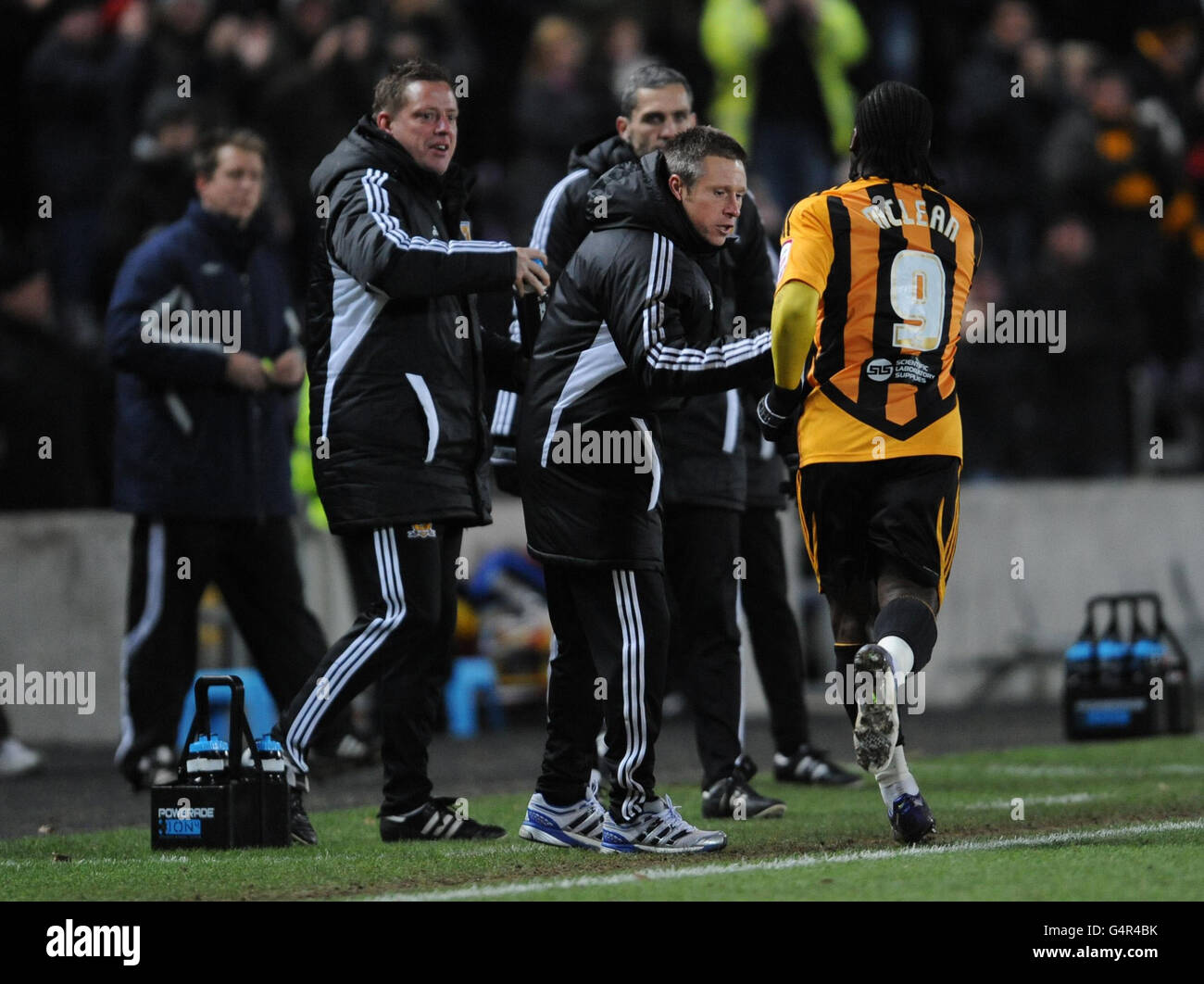 Hull City's Aaron Mclean celebrates with manager Nick Barmby after ...