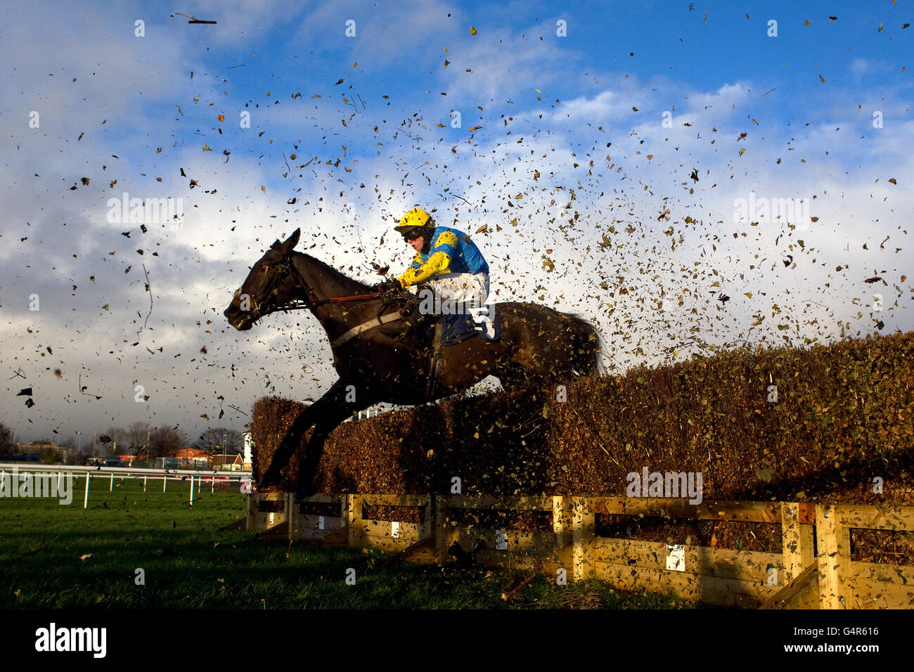 Jockey Joshua Moore on Royal Kicks during the Bjsdoncaster.co.uk ...