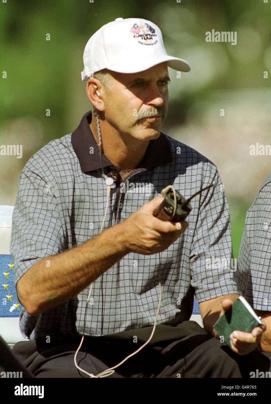European captain Mark James watches the singles matches of the Ryder ...