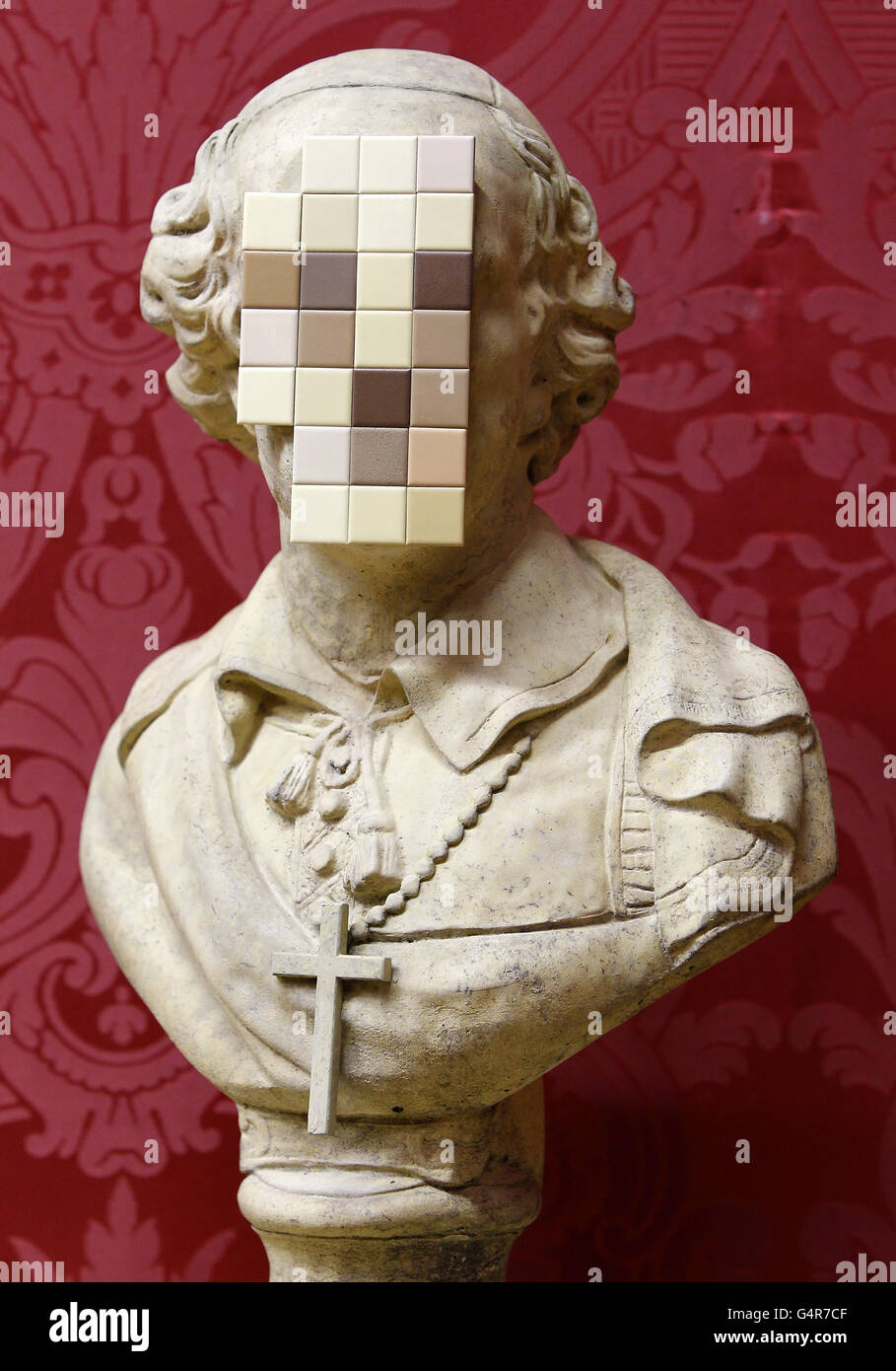 Cardinal Sin, a new piece by artist Banksy on display at the Walker Art ...