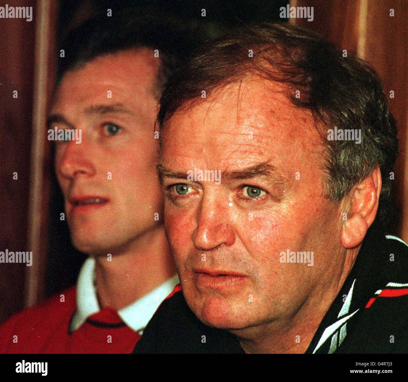 Wales Coach Graham Henry (foreground) with Captain Rob Howley, at a ...