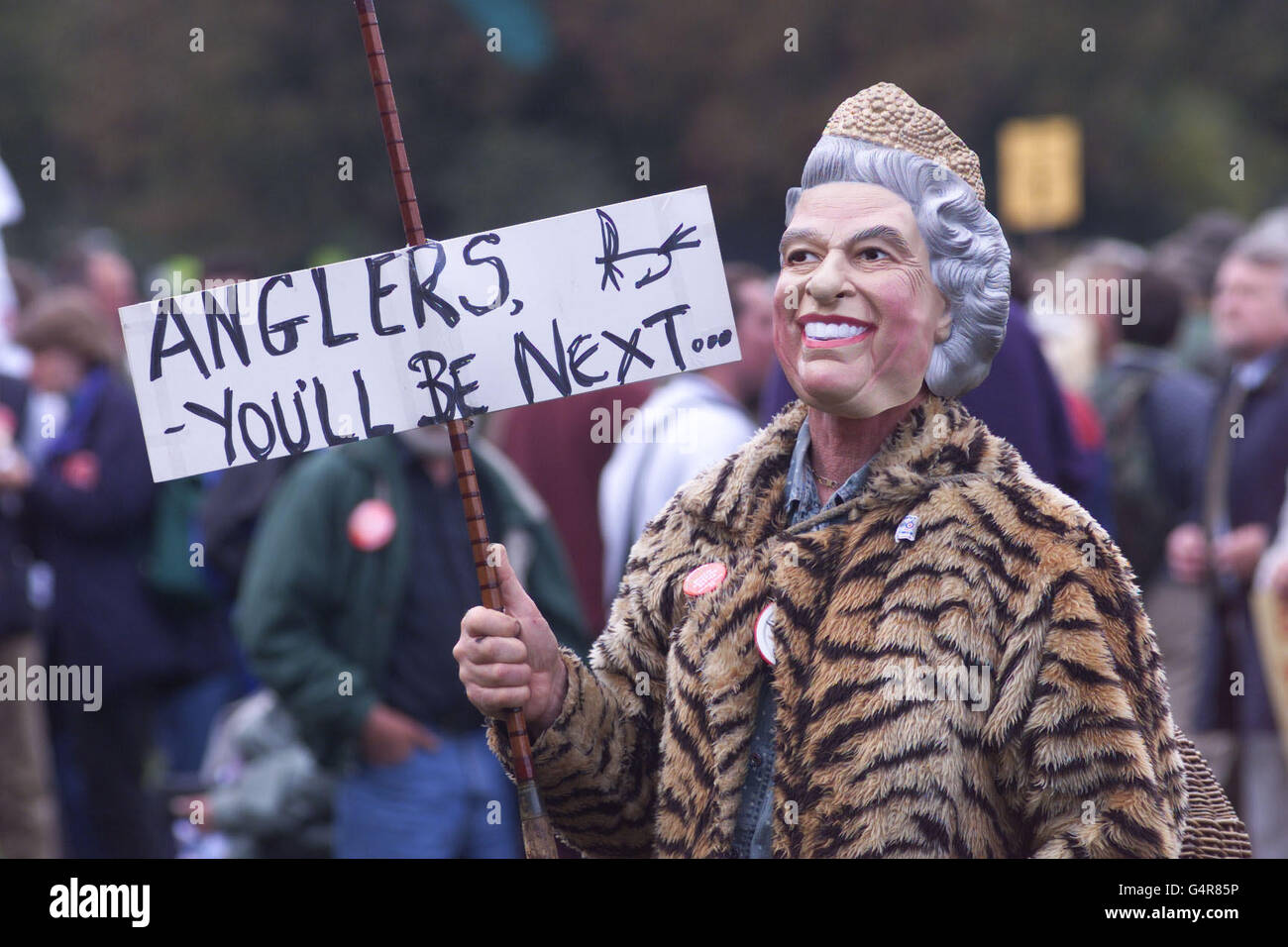 A protester against the banning of hunting attends a march in ...