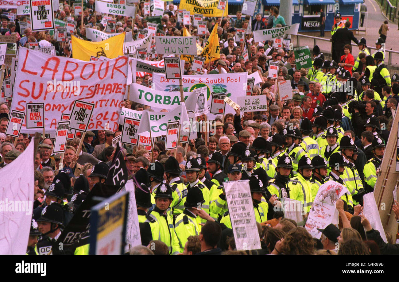 Shot from above police protest politics banners signs hi-res stock ...