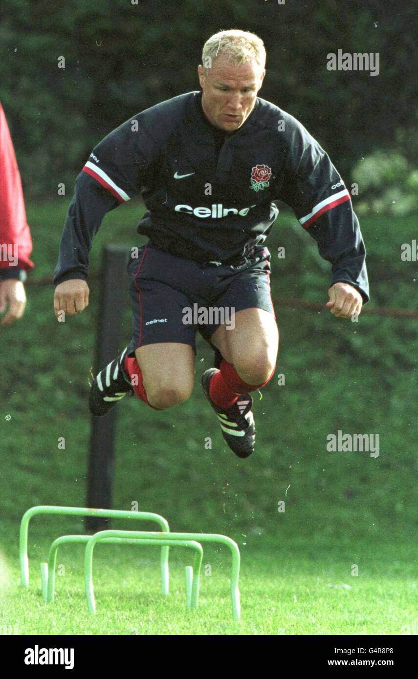 Neil Back during the England Rugby Training at Ember Court, East ...