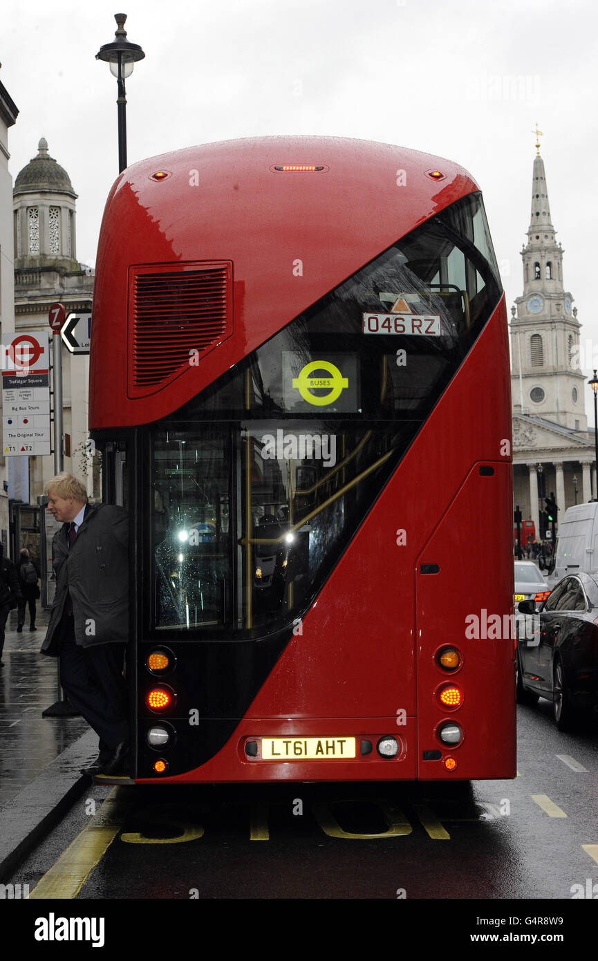 Mayor of London Boris Johnson on board a new hop-on, hop-off red double ...