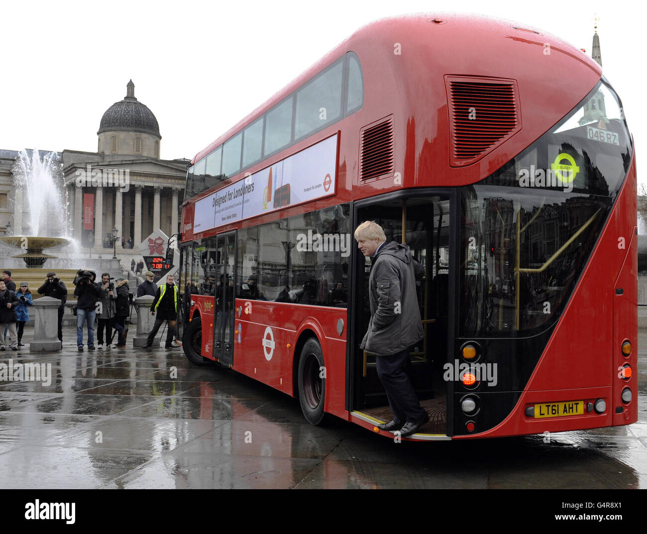 Mayor of London Boris Johnson on board a new hop-on, hop-off red double ...