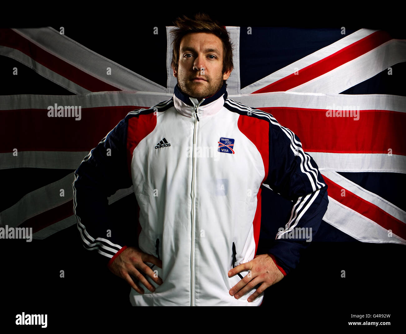 Great Britain discuss thrower Dan Greaves during the photocall at the ...