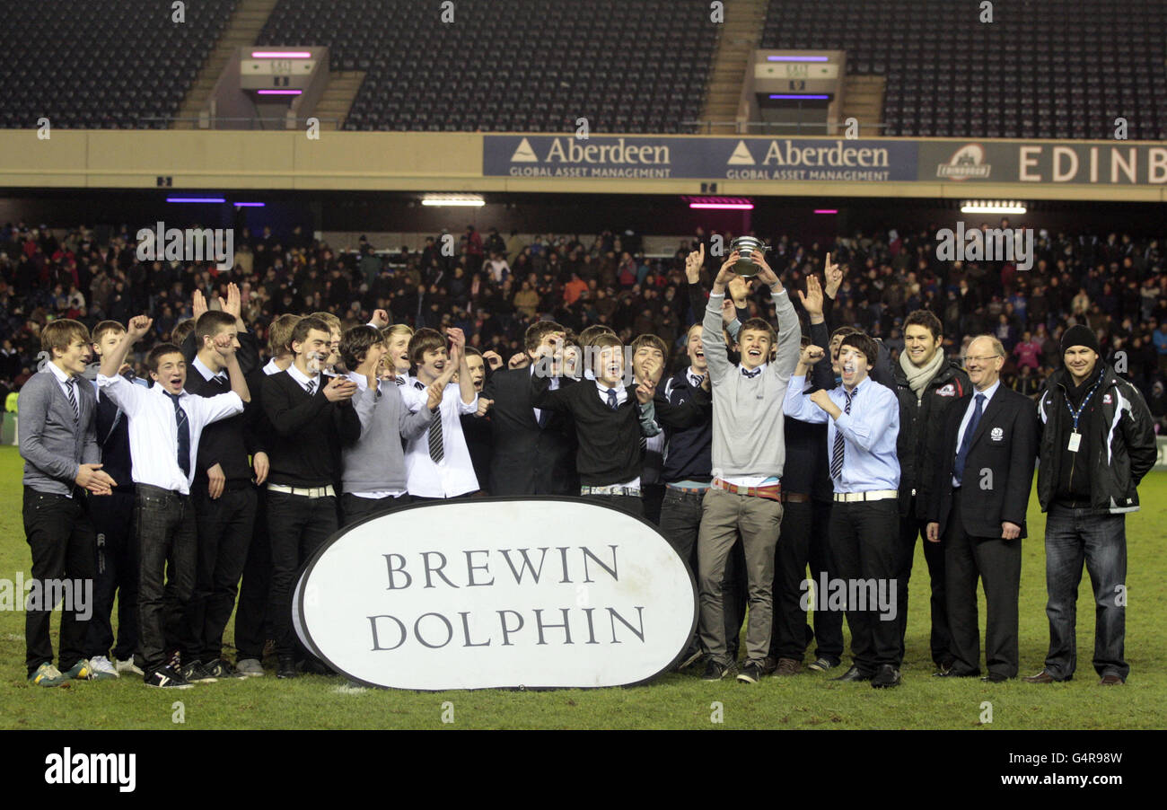 Winners celebrate following the Brewin Dolphin Bowl Final on ...