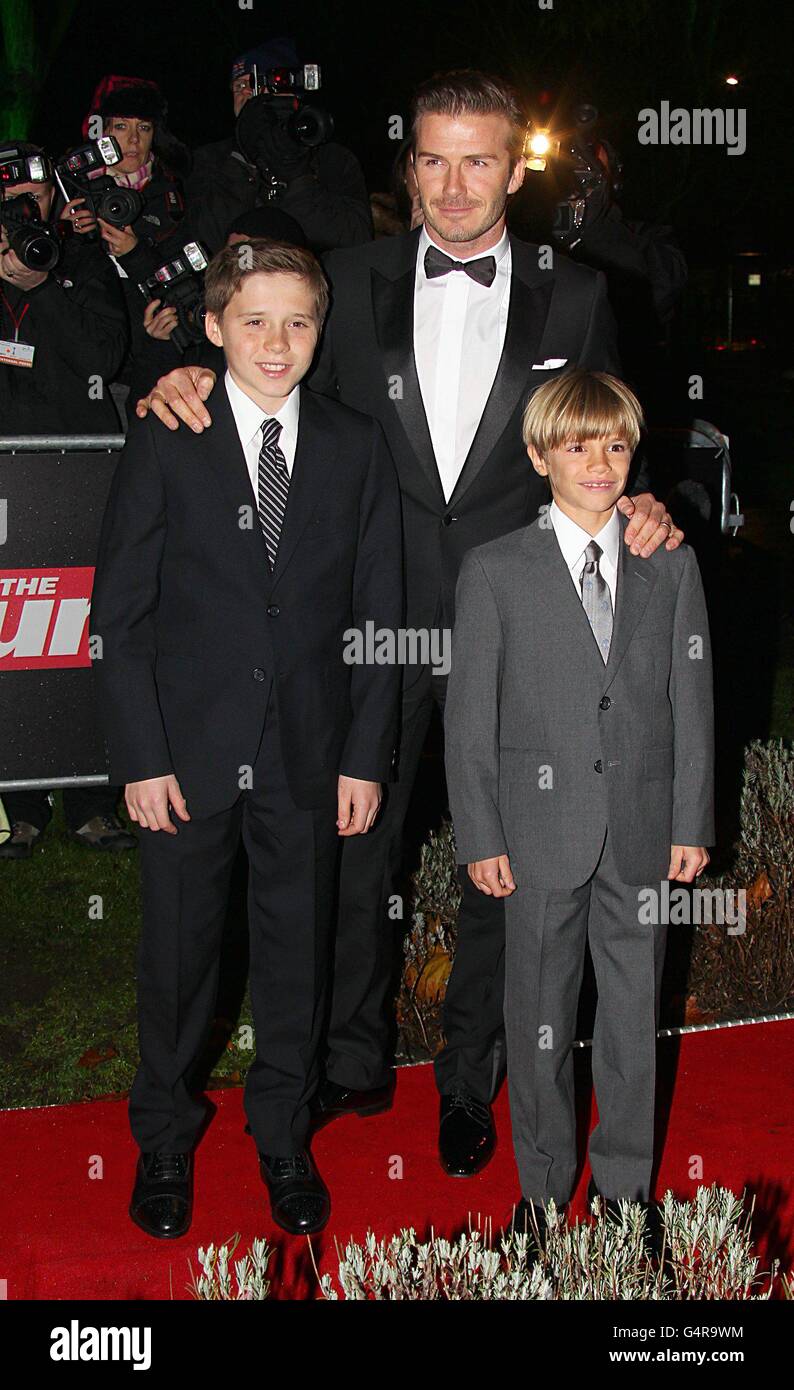 David Beckham and his sons Brooklyn and Romeo attending The Sun ...