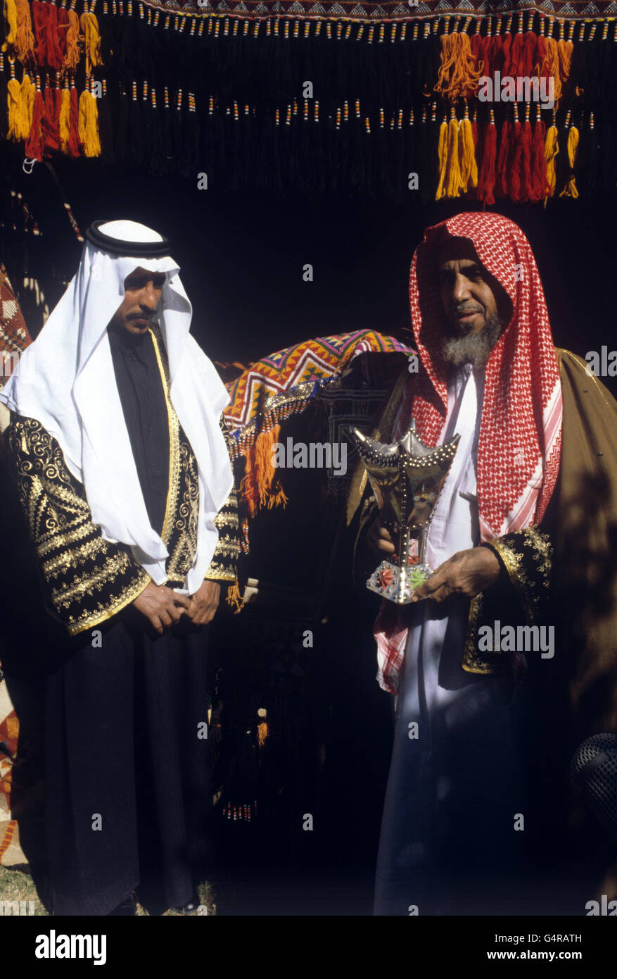Local craft on display at a huge traditional Bedouin tent outside the ...